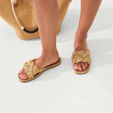 Womens Flat Slide Sandals In Golden Sun Rothys