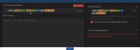 Blank Or Empty Negated Character Class Pattern Error For Correct Regex