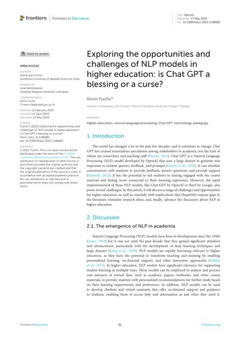 Pdf Exploring The Opportunities And Challenges Of Nlp Models In