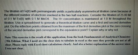 Solved The Titration Of Fe II With Permanganate Yields A Chegg