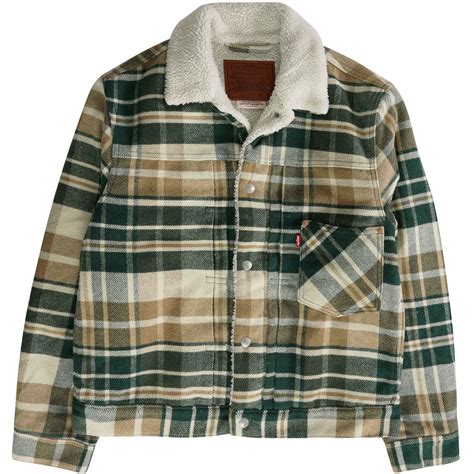 Levis Type 1 Sherpa Trucker Jacket Plaid A4882 0002