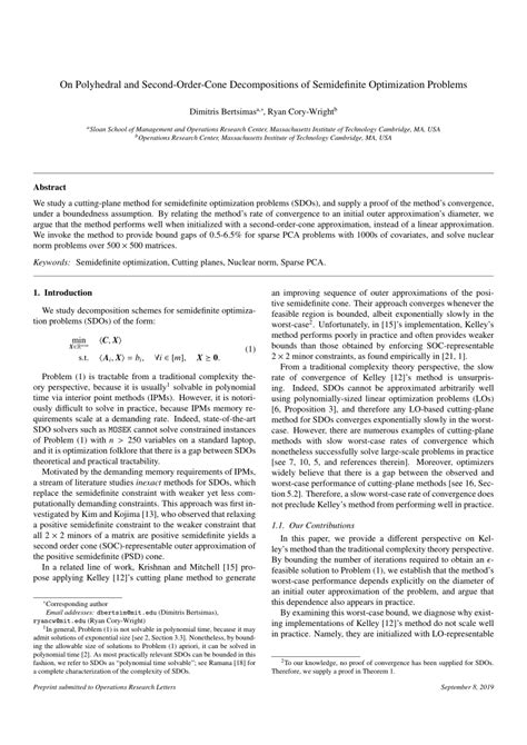 Pdf On Polyhedral And Second Order Cone Decompositions Of Semidefinite Optimization Problems