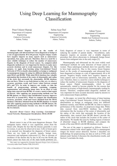 Pdf Using Deep Learning For Mammography Classification