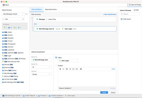 Create And Edit Security Filters