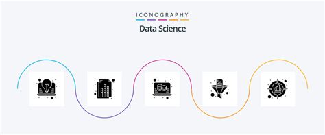 data science glyph 5 icon pack including marketing funnel information filter data filter