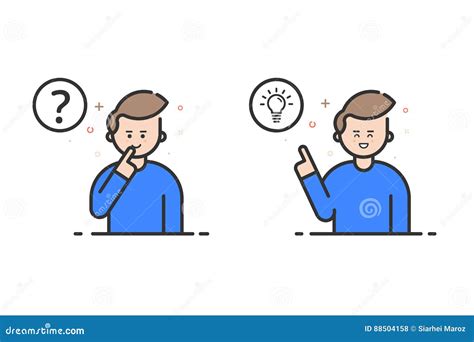 Vector Illustration In Flat Outline Style And Blue Color Problem Solving Concept Stock Vector