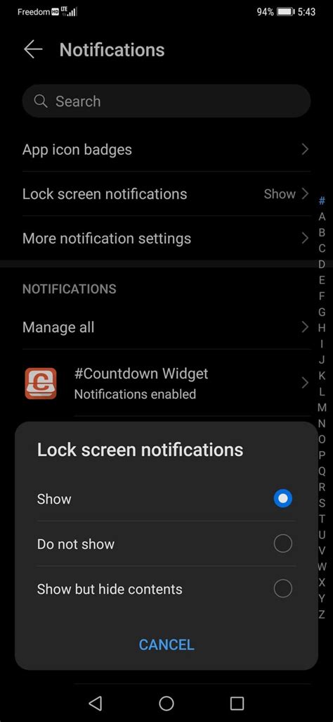 Lock Screen Notifications R Huawei