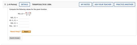 Solved Compute The Following Values For The Given Function Chegg