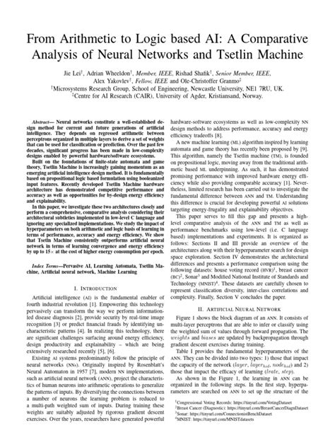 Lei Et Al 2020 From Arithmetic To Logic Based Ai A Comparative Analysis Of Neural Networks