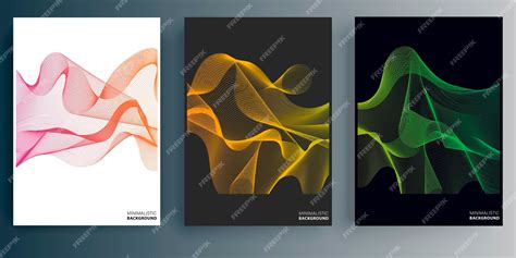 역동적인 파도가 있는 밝은 포스터 전단지 포스터 책자 표지를 위한 최소한의 디자인 프리미엄 벡터