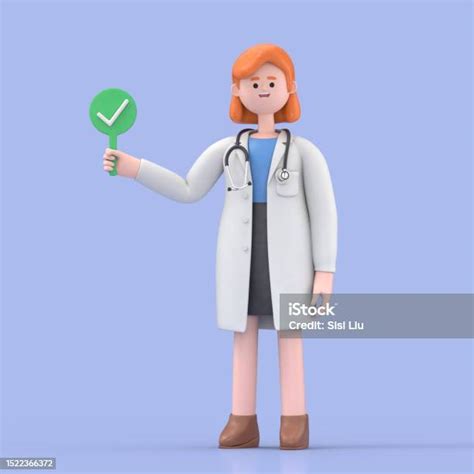 오른쪽 기호가 있는 여성 의사 노바의 3d 그림 파란색 배경에 분리된 의료 프레젠테이션 클립 아트 3차원 형태에 대한 스톡 사진 및 기타 이미지 Istock