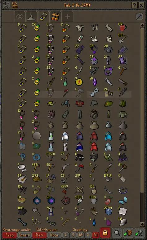 OSRS Bank Organization Layout Tabs