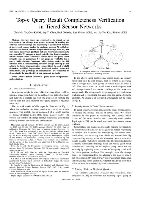 Pdf Top K Query Result Completeness Verification In Tiered Sensor