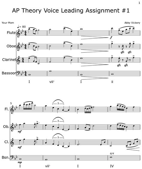 Ap Theory Voice Leading Assignment 1 Sheet Music For Flute Oboe Clarinet Bassoon Ap Theory Voice Leading Assignment 1 Sheet Music For Flute Oboe Clarinet Bassoon