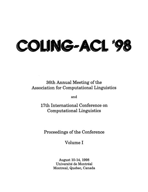 P98 1000 Association For Computational Linguistics
