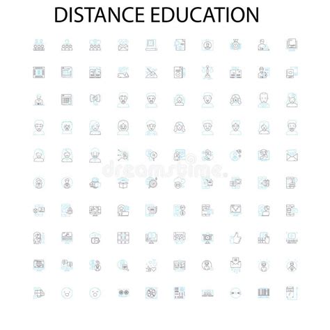 Distance Education Icons Signs Outline Symbols Concept Linear