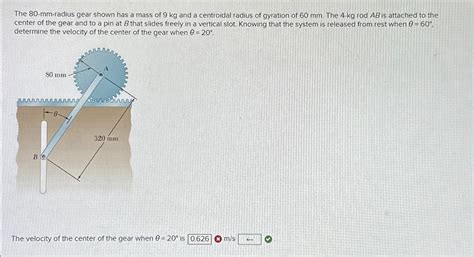 Solved The 80 Mm Radius Gear Shown Has A Mass Of 9kg ﻿and A