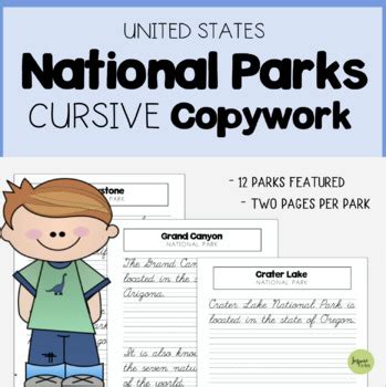 U S National Parks CURSIVE Copywork National Park Facts U S Geography