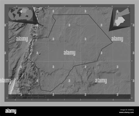 Ma`an Province Of Jordan Bilevel Elevation Map With Lakes And Rivers