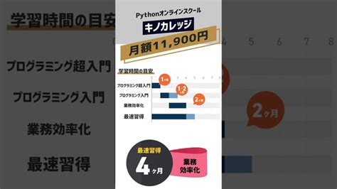 pythonでの業務効率化はなにをどのくらい学ぶとできる？｜キノカレッジなら ヶ月｜pythonオンラインスクール｜shorts pythonちゃん