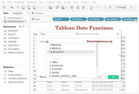Tableau Date Functions