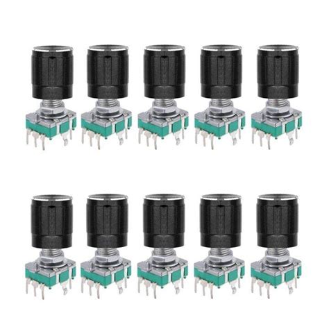7 Pin 20mm 10 Pcs 360 Degree Ec11 Rotary Encoder Code Switch Digital Potentiometer With Caps