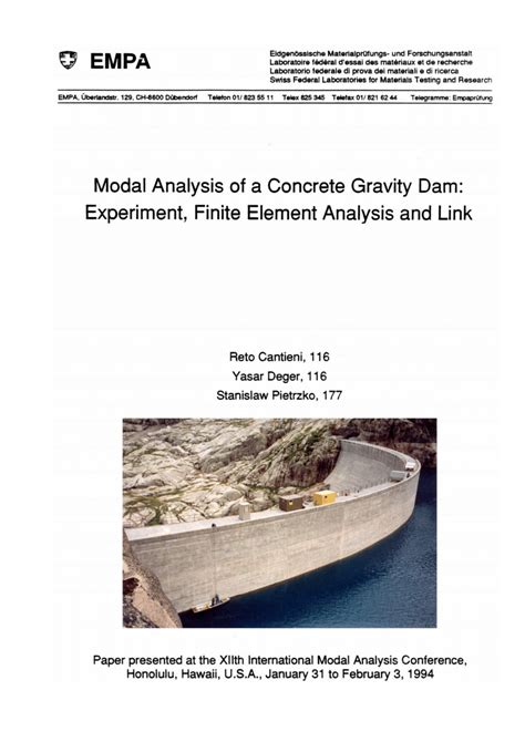 Pdf Modal Analysis Of A Concrete Gravity Dam Experiment Finite