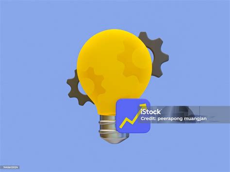 3d 최소 전구와 톱니바퀴 전구에 기어 혁신 아이콘입니다 기어 휠과 화살표 상승 아이콘이 있는 전구 3d 그림입니다 3차원 형태에 대한 스톡 사진 및 기타 이미지 Istock