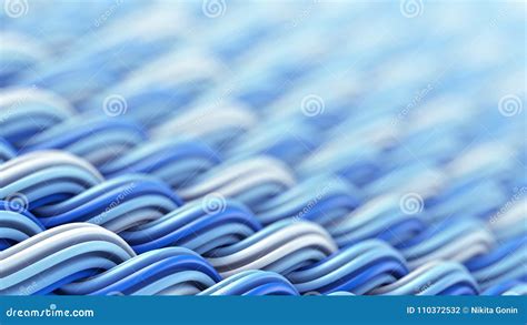 Wavy Surface Of White And Blue Curles Ornament Abstract 3d Rendering