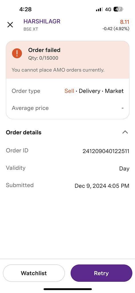 Unable To Place Amo Order Via Api Developer Api Upstox Community