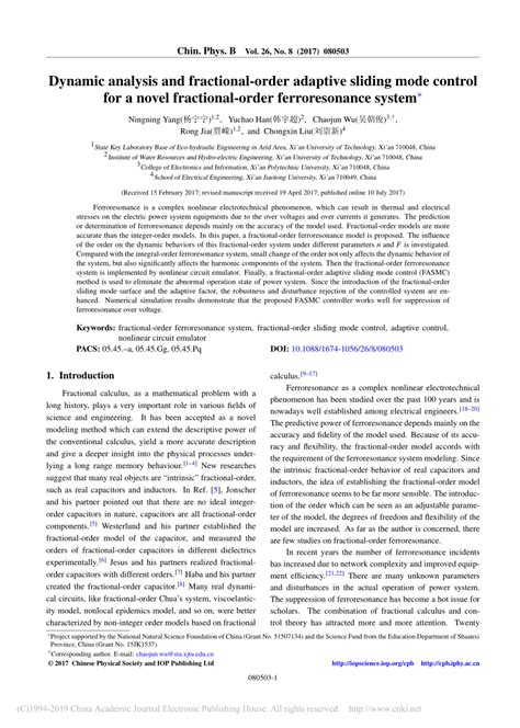 Pdf Dynamic Analysis And Fractional Order Adaptive Sliding Mode Control For A Novel Fractional