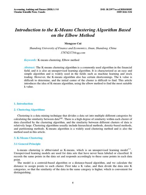 Introduction To The K Means Clustering Algorithm Based On The Elbow