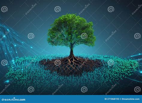 A Large Tree Growing On The Micro Chip Computer Circuit Board Stock Illustration Illustration