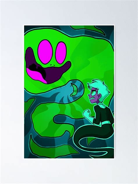 Poster Version Dannys Phantom Fighting Giant Blob Ghost Poster By Lorenzpaucek Redbubble