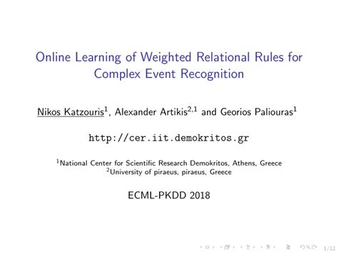 Ppt Online Learning Of Weighted Relational Rules For Complex Event Powerpoint Presentation