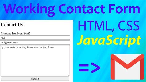 Create A Working Contact Form Using Html Css Javascript And