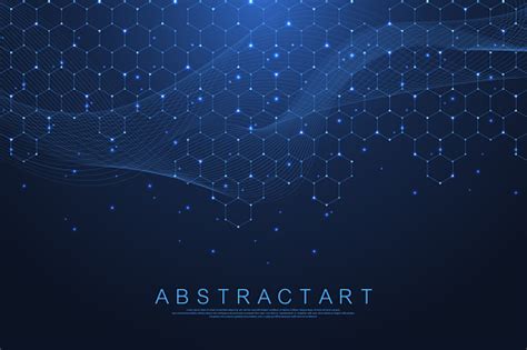 기하학적 모양의 육각추적 배경 과학 기술 및 의료 개념 과학 스타일의 미래 지향적 인 배경 디자인에 대한 그래픽 육각 배경 벡터