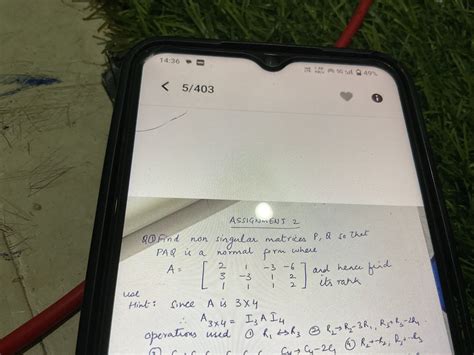 Find Non Singular Matrices P And Q Such That Paq Is A Normal Form For The