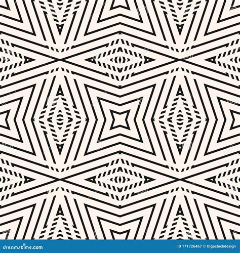 Geometric Lines Seamless Pattern Vector Abstract Black And White Background Stock Vector
