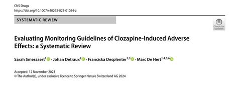 Pdf Evaluating Monitoring Guidelines Of Clozapine Induced Adverse Effects A Systematic Review