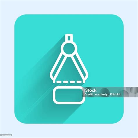 흰색 선 긴 그림자로 격리된 그리기 나침반 아이콘입니다 나침반 기호 그리기 및 교육 도구 기하학적 악기 녹색 사각형 버튼 벡터 3차원 형태에 대한 스톡 벡터 아트 및 기타