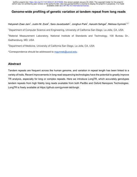 Pdf Genome Wide Profiling Of Genetic Variation At Tandem Repeat From Long Reads
