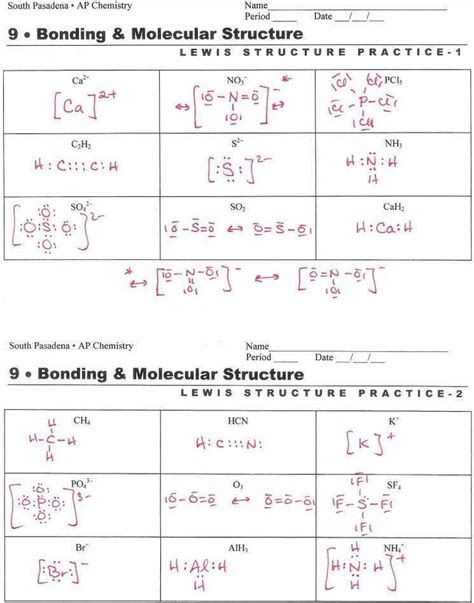 Lewis Structure Worksheet 3 Answer Key Printable Word Searches