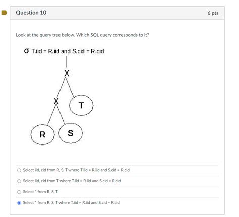 solved look at the query tree below which sql query
