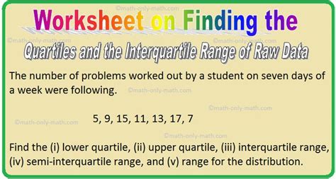 Worksheet On Finding Quartiles And Interquartile Range