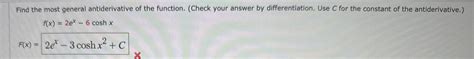 Solved Find The Most General Antiderivative Of The Function