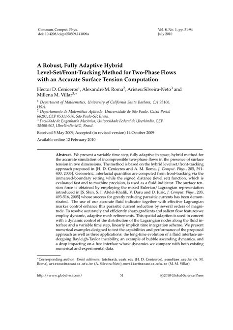 pdf a robust fully adaptive hybrid level set front tracking method for two phase flows with