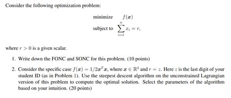 Consider The Following Optimization Problem Minimize
