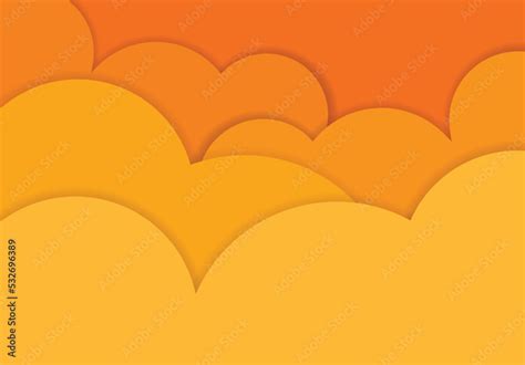 Abstract Orange Background Design With Curve Layers And Shadow Pattern Vector Papercut Style