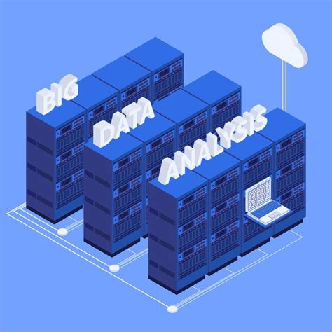 big data analysis processing isometric 3 vector illustration concept